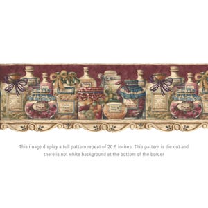 Kitchen Wallpaper Border, Vintage Food Jars and Spices on Rustic Brown ...