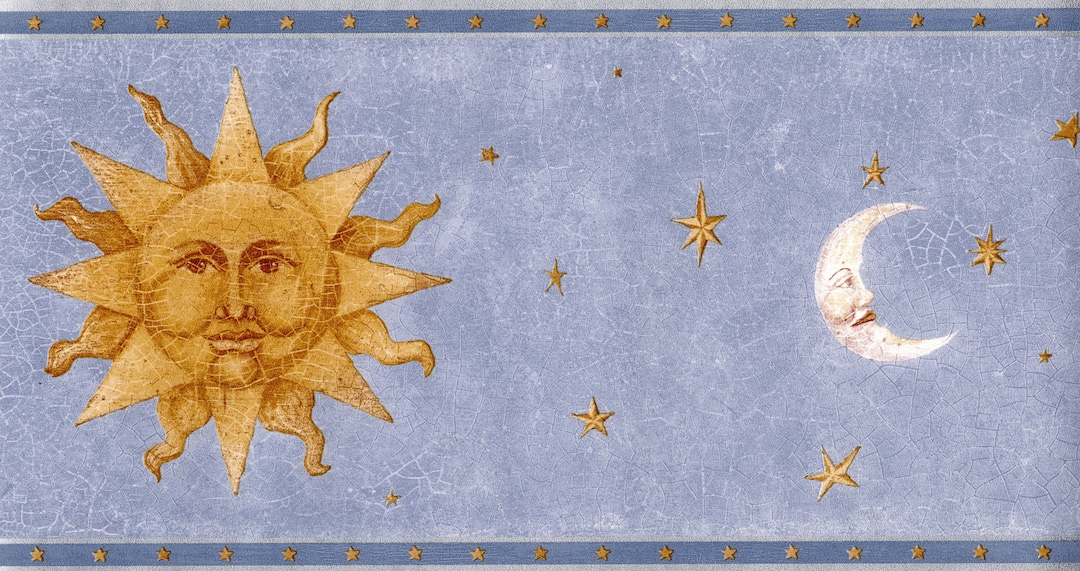Art Deco Celestial Star Sun and Moon Wallpaper Border, Pre-pasted ...