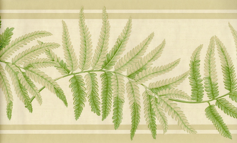 Tropical Wallpaper Border - Fern Leaf Wallpaper Border - Tan, Beige ...
