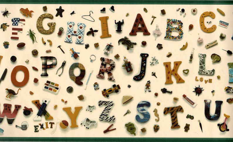 Educational Alphabet Wallpaper Border Colorful Learning ABC - Etsy