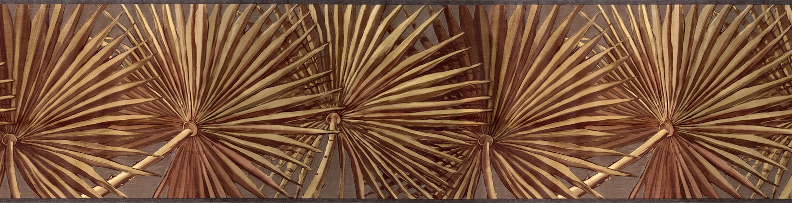Rustic Palm Tree Wallpaper Border, Brown Palm Leaf Branch Wallpaper ...