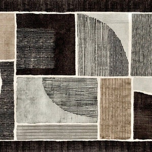 Mid Century Modern Geometric Wallpaper Border | Black, Gray, Silver ...