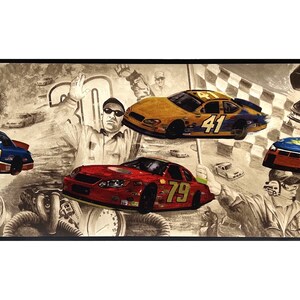 Nascar Wallpaper Border, Racing Car Stock Car With Checker Flag ...