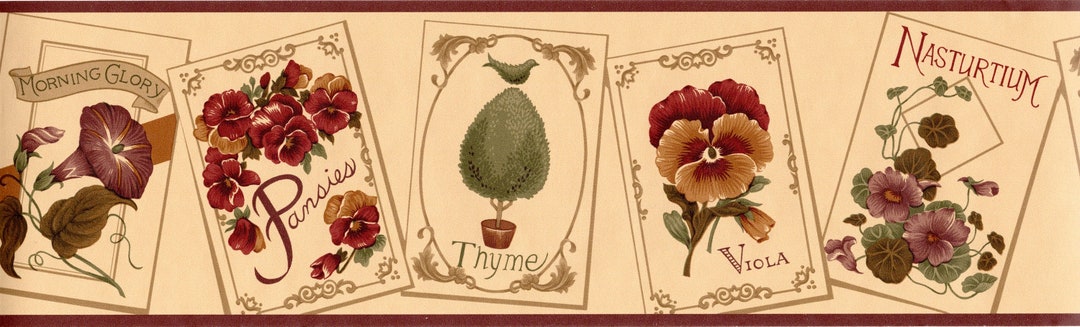 Flowers and Their Names on Cards Brown Flower Floral Wallpaper Border ...