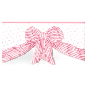 Pink Bow Ribbon Wallpaper Border Sweet Pink Bow Swag with Mini Floral ...