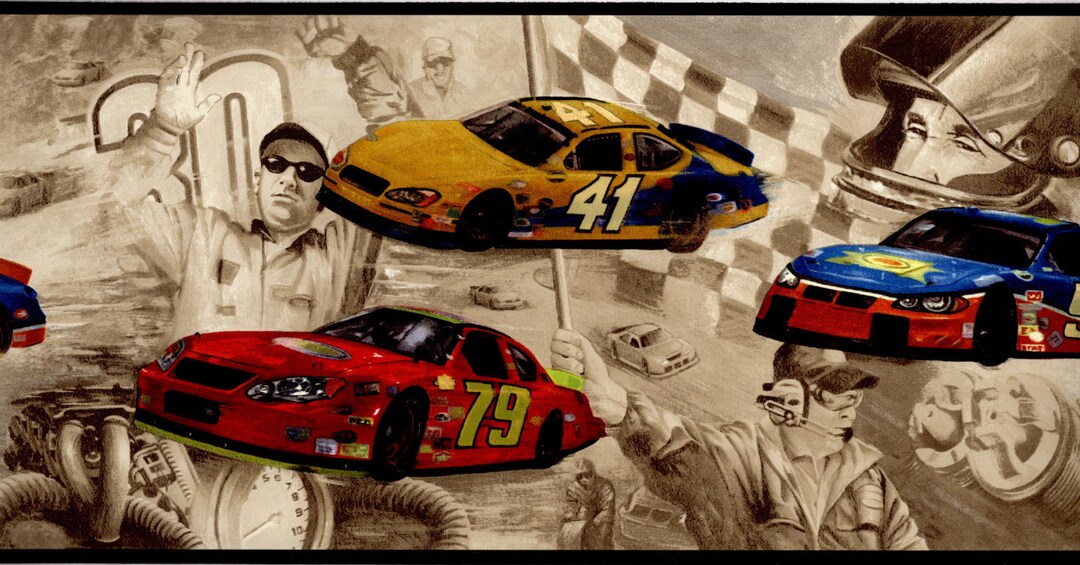 Nascar Wallpaper Border, Racing Car Stock Car With Checker Flag ...