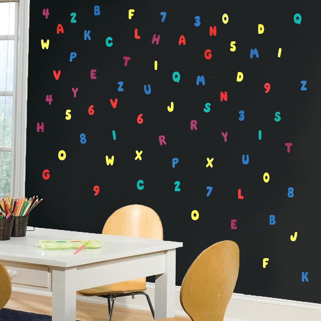 Colorful Letter and Number Wall Decal Wall Lettering Peel & - Etsy
