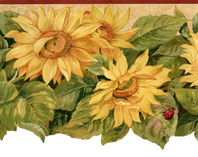 Sunflower Wallpaper Border, Scalloped Sunflower Wallpaper Border ...