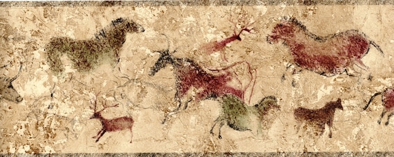 Nature Rustic Wilderness Wallpaper Border Prehistoric Animals - Etsy