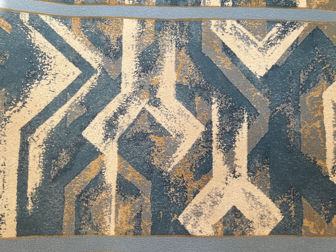 Abstract Geometric Wallpaper Border, Pre-pasted, 15' X 7" , Metallic ...