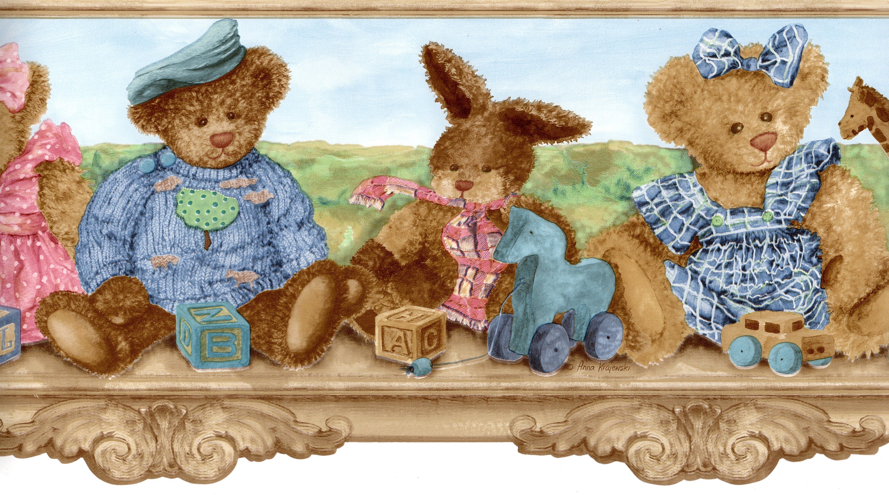 Plush Teddy Bears & Friends Wallpaper Border Die Cut Teddy - Etsy