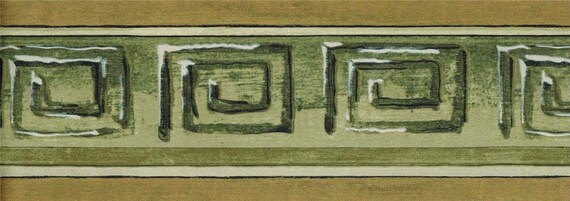 Greek Wallpaper Border GREEN AND TAN GREEK KEY WALLPAPER BORDER | EBay