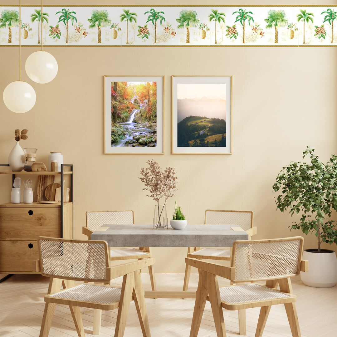 Tropical Wallpaper Border Exotic Palm Tree Wall Border Tropical Fruits ...