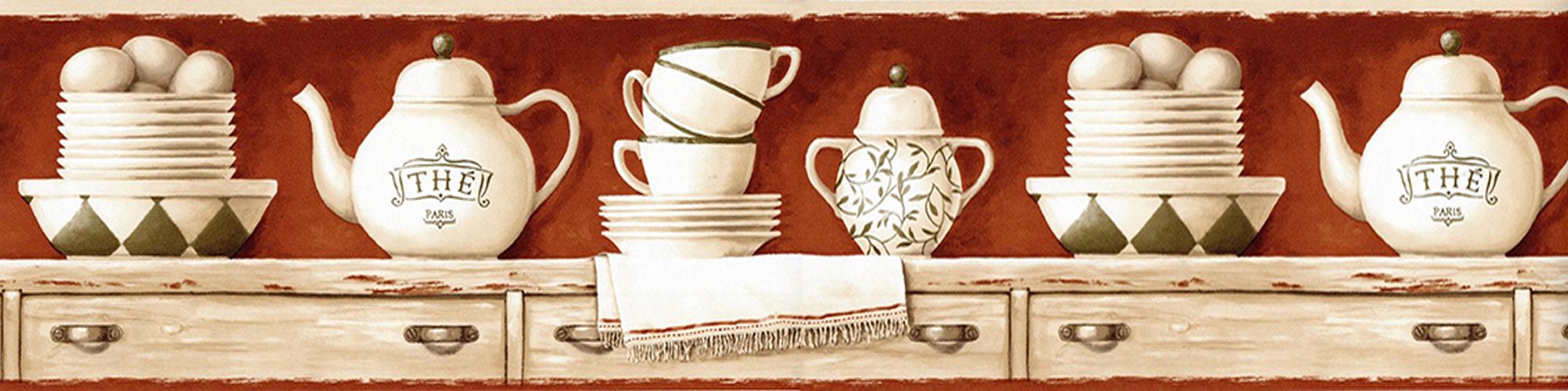 Country Kitchen Wallpaper Border Cups Saucer Teapot Eggs Bowl - Etsy