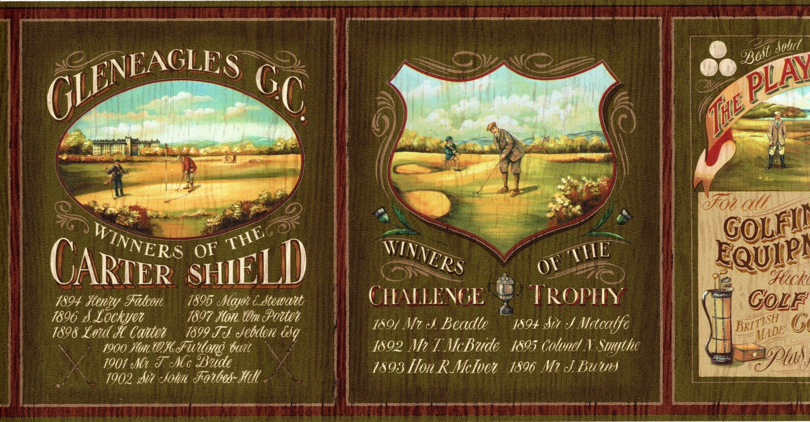 Vintage Golf Scene Wallpaper Border Golf Wallpaper Border | Etsy