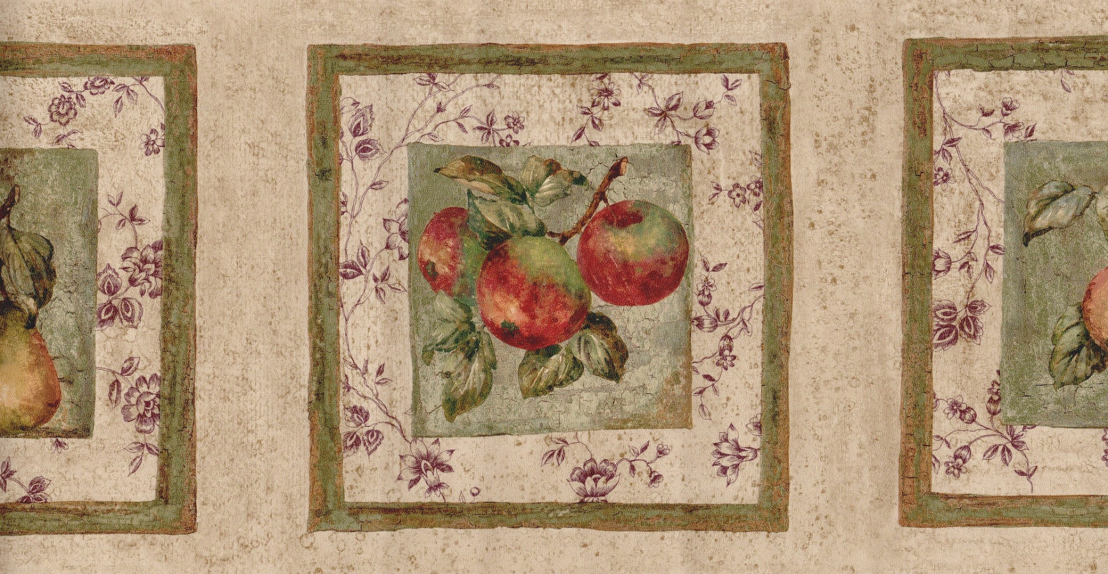 Rustic Wooden Picture Frame of Fruits Wallpaper Border Apple - Etsy
