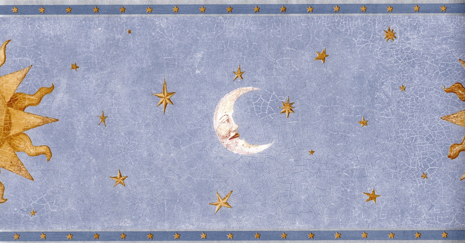 Art Deco Celestial Star Sun and Moon Wallpaper Border - Etsy