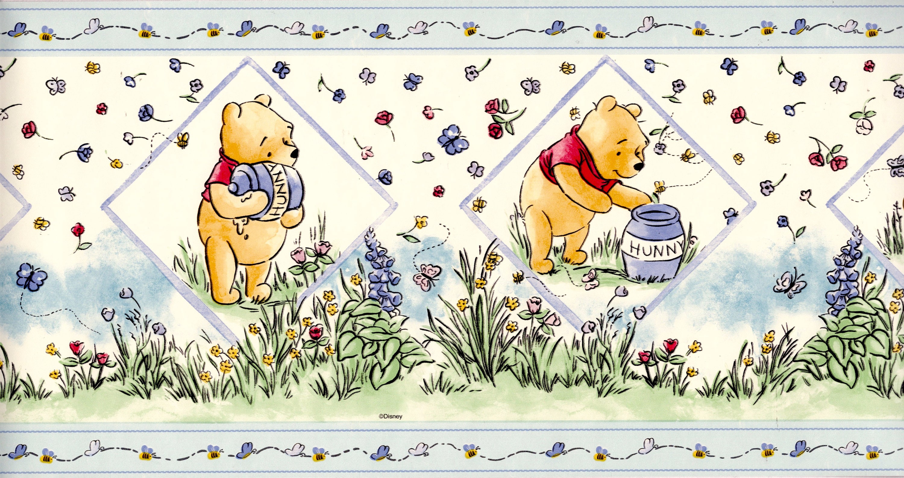 Winnie the Pooh With Hunny Pot Wallpaper Border Disney - Etsy