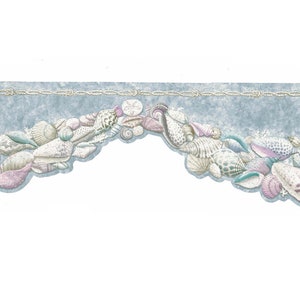 Seashell Die Cut Wallpaper Border, Blue Nautical Beach Coastal Seashell ...