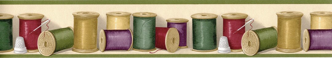 Sewing Thread Spools Wallpaper Border, Sewing Thread Spool Bobbin ...
