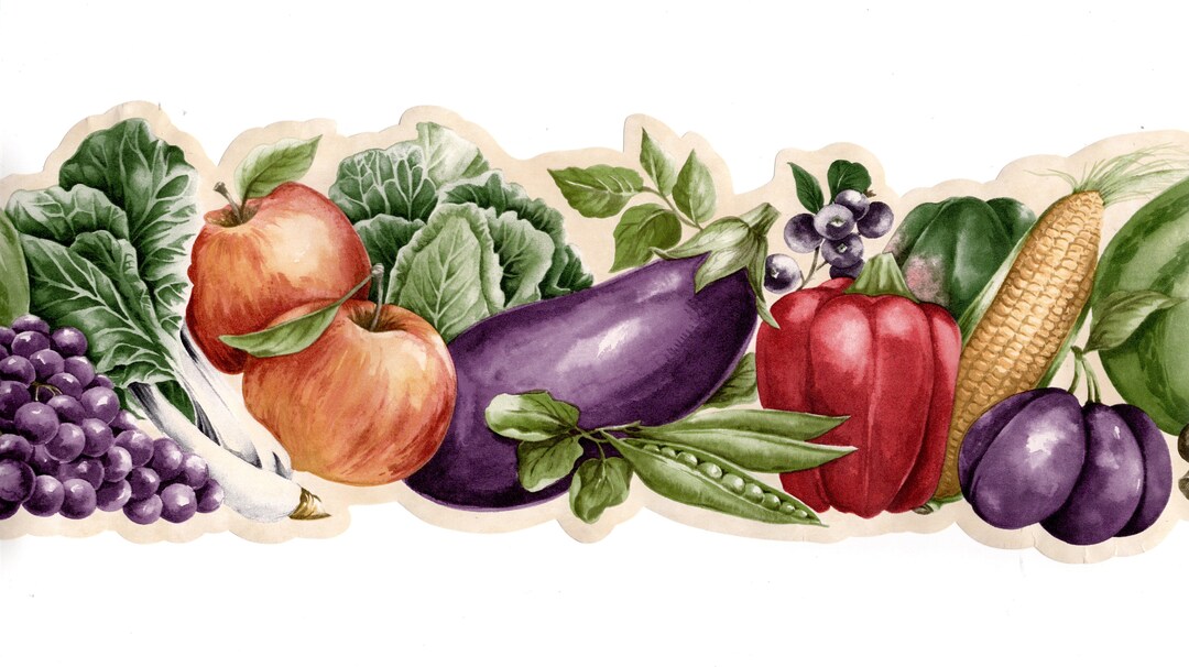 Farmhouse Fresh Produce Wallpaper Border – Scalloped Design With ...