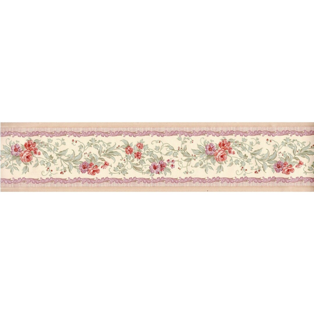 Cottage Floral Wallpaper Border Flower Wall Border Shabby Chic Floral ...