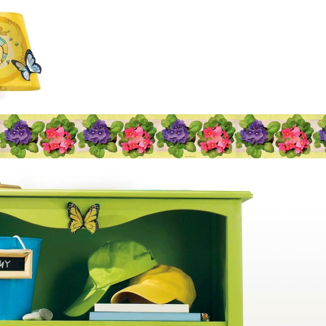 Peel & Stick Flower Botanical Wallpaper Border, Peel and Stick Pink ...