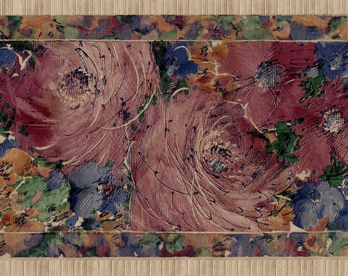 Embossed Cabbage Roses Wallpaper Border, Mauve Pastel Cabbage Rose ...