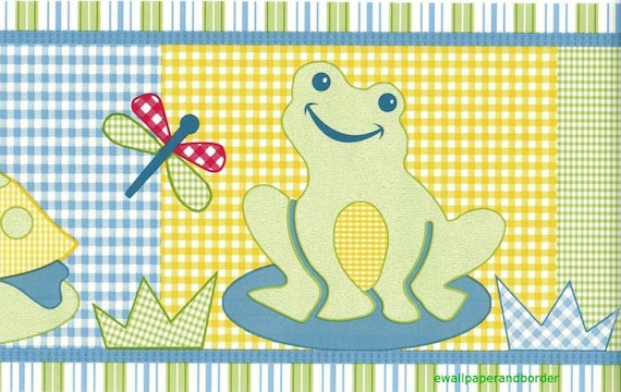 Frog Wallpaper Border Turtle Dragonfly Froggy Striped - Etsy