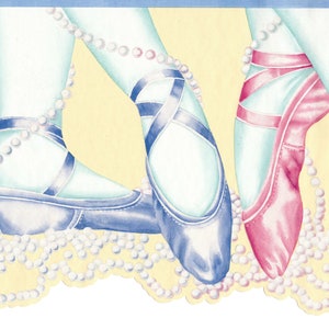 Ballerina Wallpaper Border, Ballet Shoes Wallpaper Border, Purple Pink ...