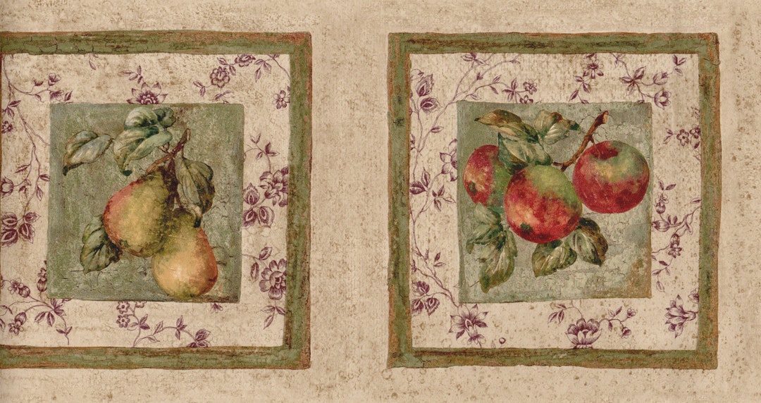 Rustic Wooden Picture Frame of Fruits Wallpaper Border, Apple Wallpaper ...