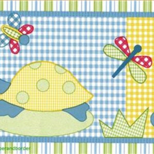 Frog Wallpaper Border, Turtle Dragonfly Froggy Striped Wallpaper Border ...