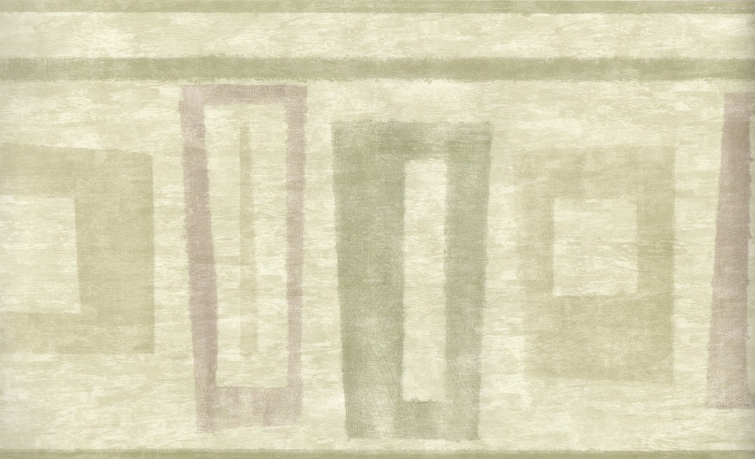 Geometric Shapes Wallpaper Border, Aloe Wash Green Block Squares ...