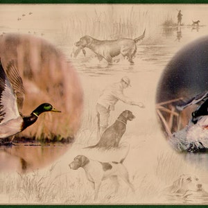 Country Nature Wilderness Wild Ducks Hunting Wallpaper Border, Pre ...