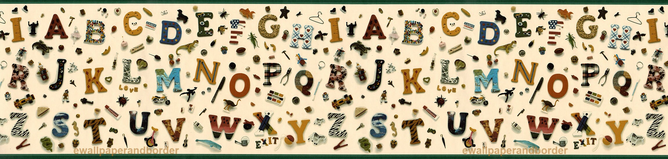 Educational Alphabet Wallpaper Border Colorful Learning ABC - Etsy