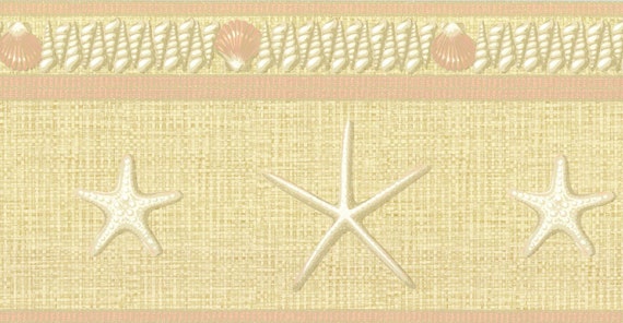 Seashell & Starfish Wallpaper Border Resort Coastal Nautical | Etsy