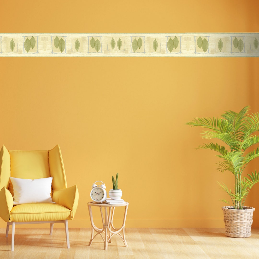 Contemporary Leaf Wallpaper Border Green Pressed Leaves - Etsy