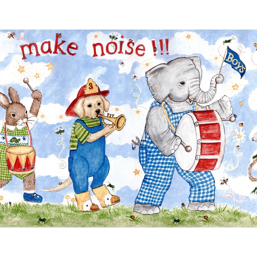 Safari Animals Parade With White Cloud Blue Sky Wallpaper - Etsy