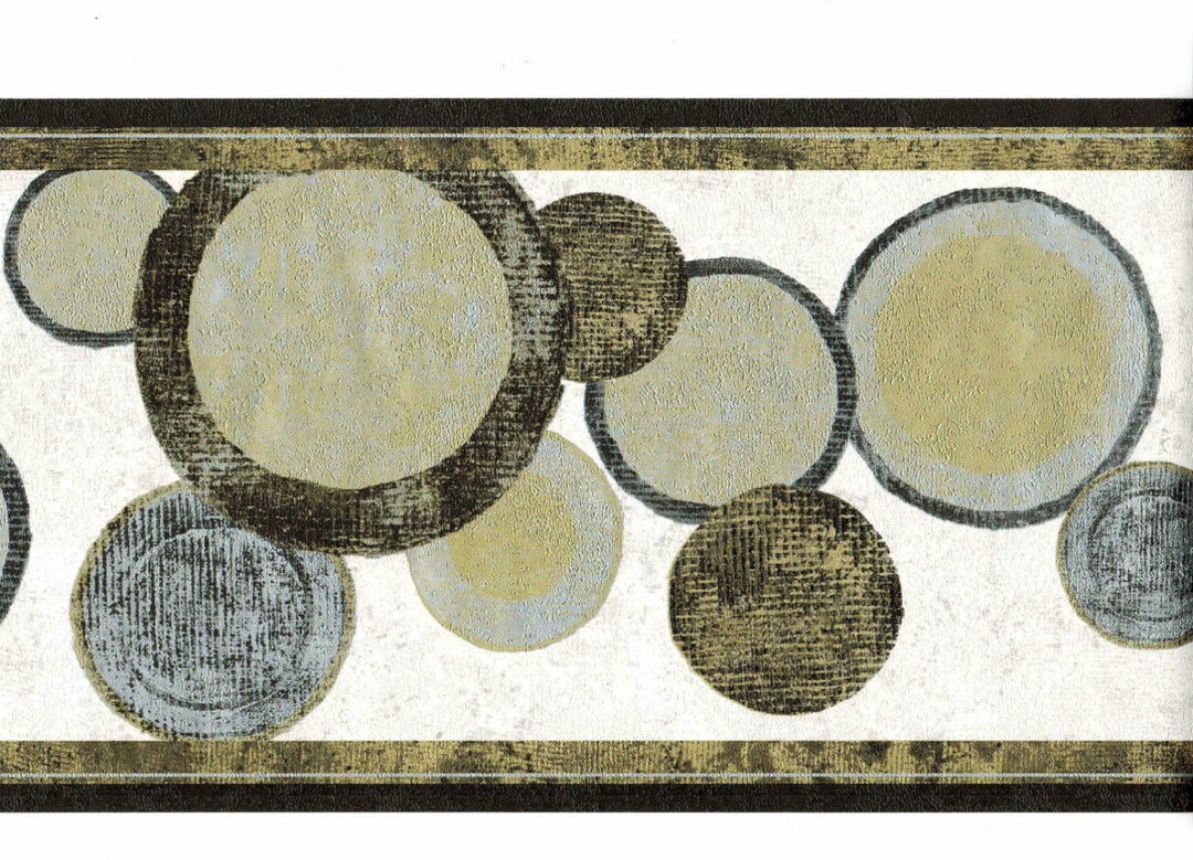 Modern Metallic Gold Silver Gray Dots Wallpaper Border, Circle ...