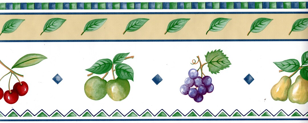 Orchard Fruits Wallpaper Border | Kitchen Wallpaper Border | White ...