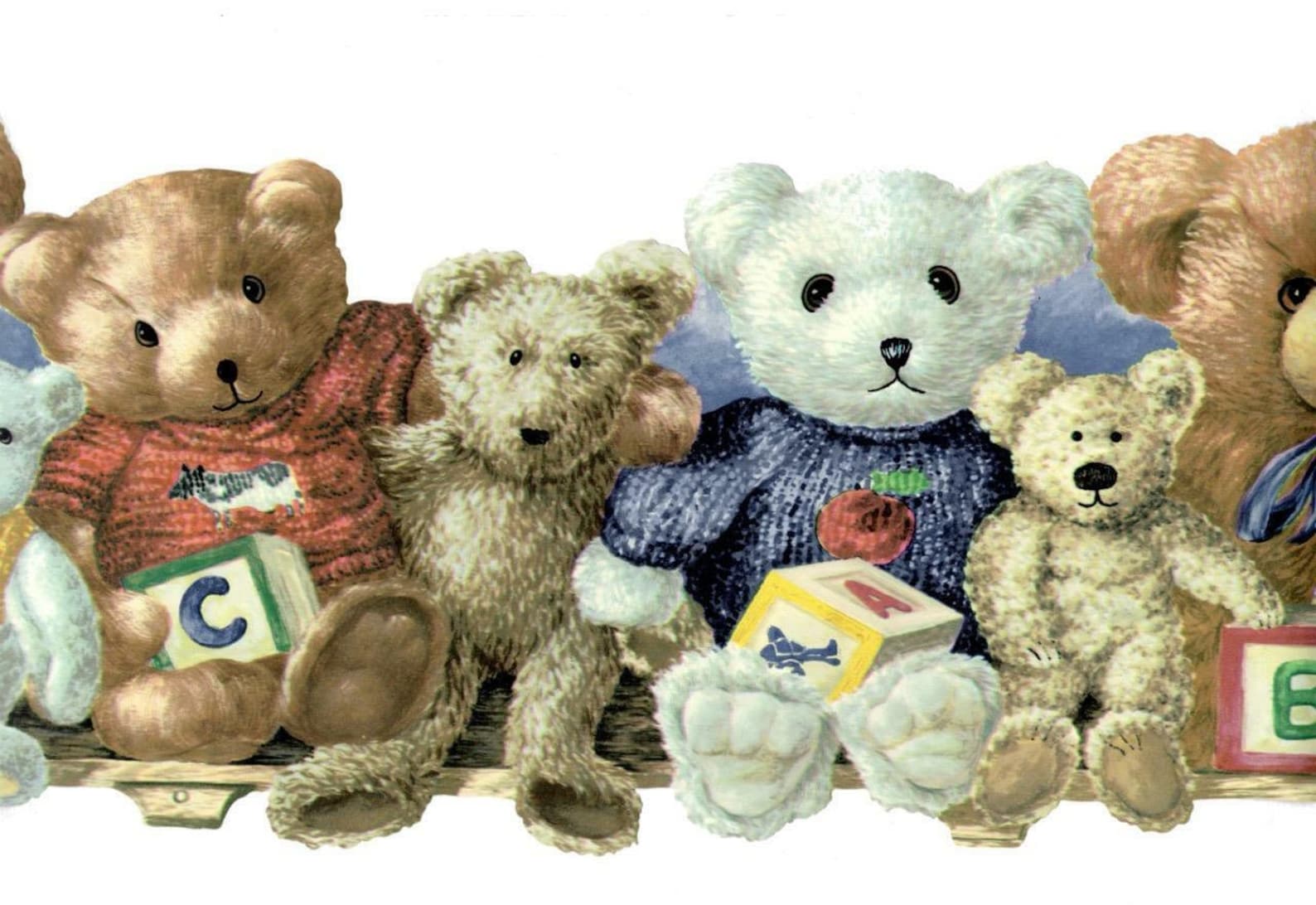 Plush Teddy Bears & Friends Wallpaper Border Teddy Bear - Etsy