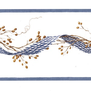 Waverly Blue Ribbon Bow Apples Wallpaper Border, Waverly Festive ...