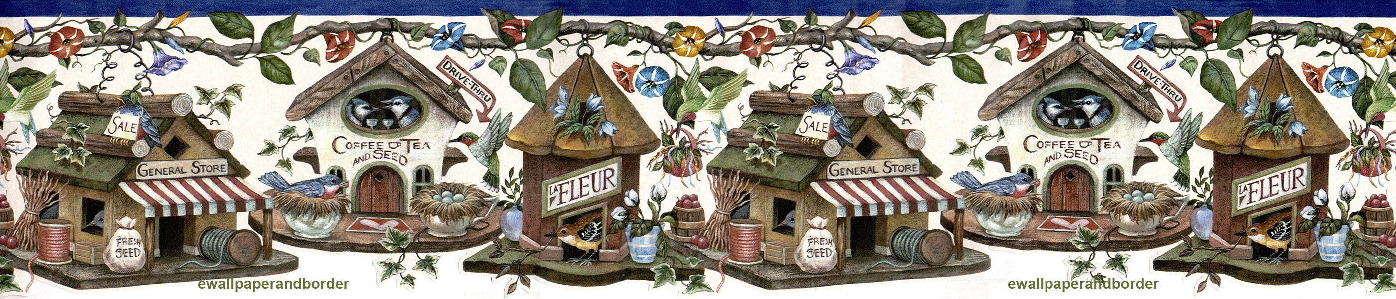 Country Birdhouses Wallpaper Border Rustic Charm Fairy Tale - Etsy