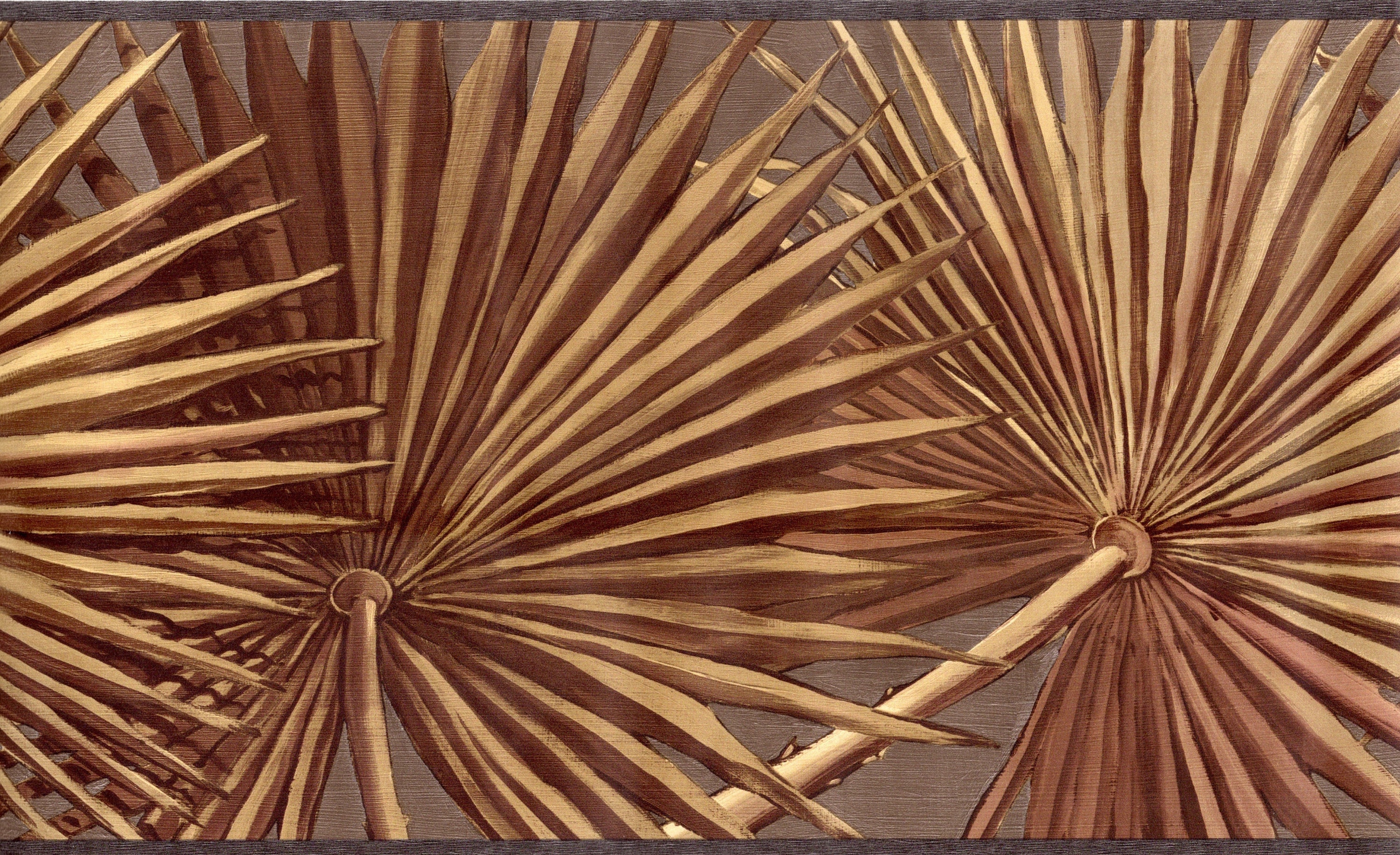 Rustic Palm Tree Wallpaper Border, Brown Palm Leaf Branch Wallpaper ...