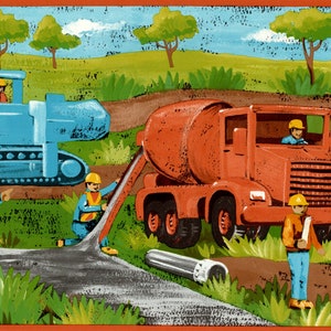Construction Vehicles Wallpaper Border, Car Truck Tractor Wallpaper ...