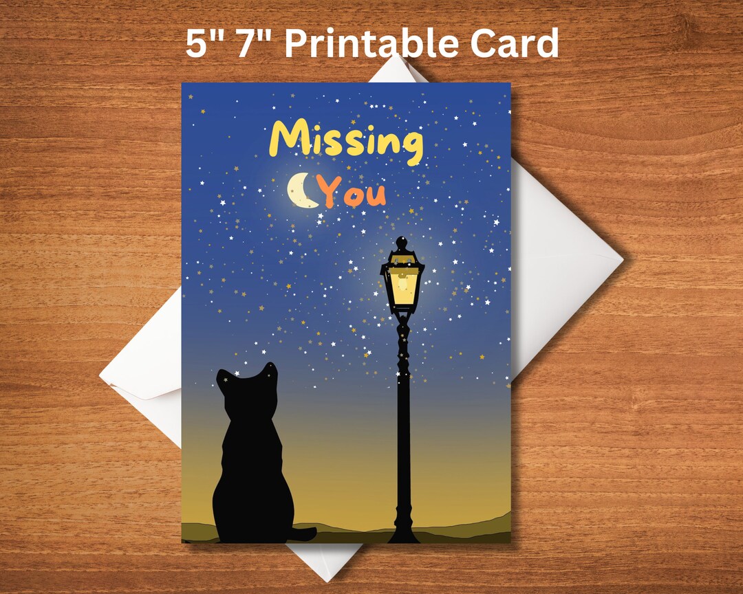 Stars Missing You Printable Card - Etsy