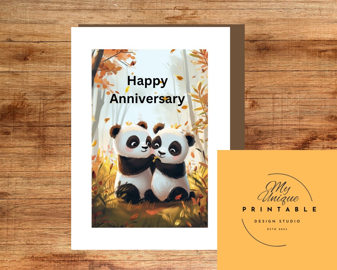 Panda Anniversary Card - Etsy