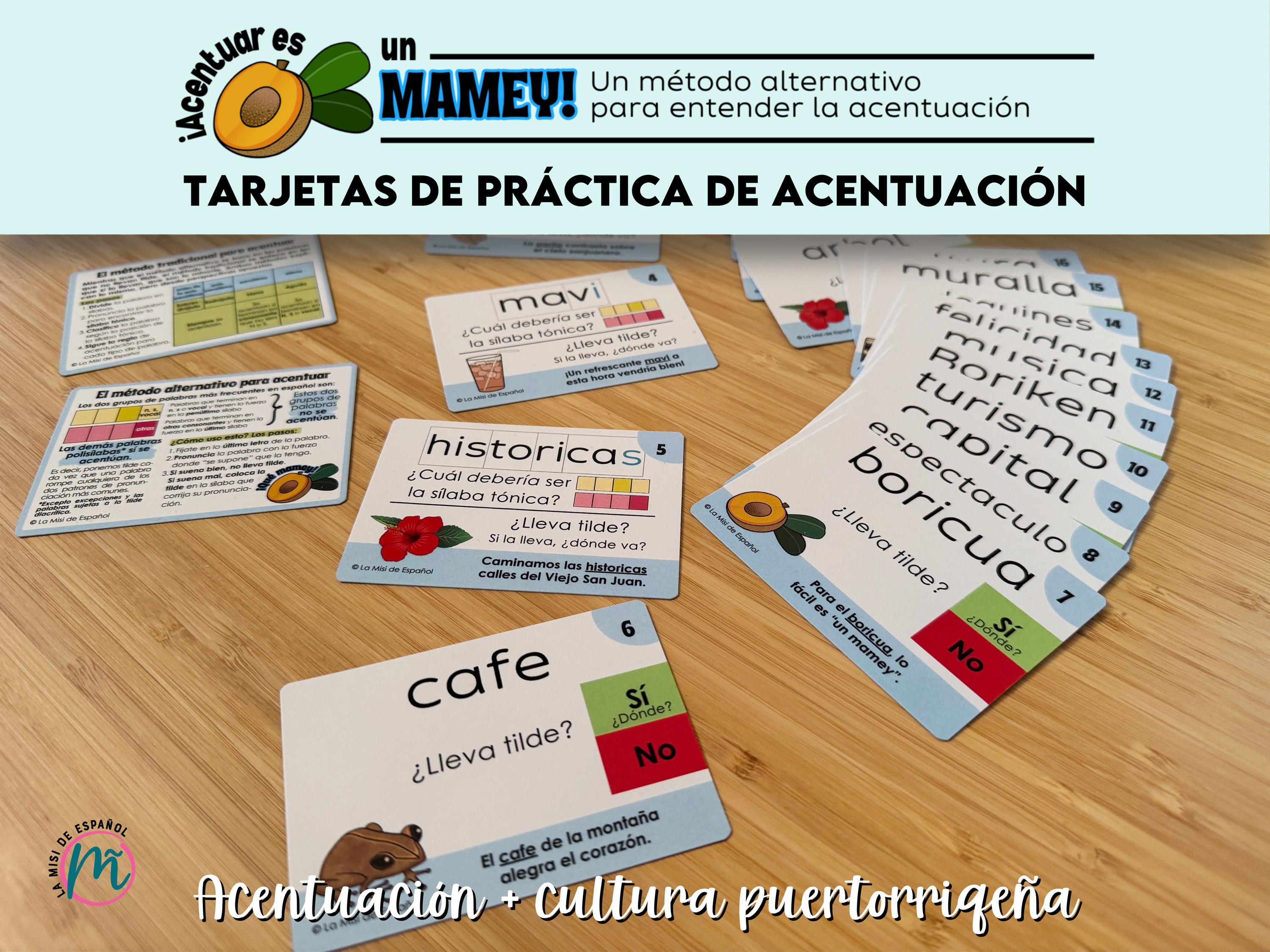 Tarjetas De Práctica De Acentuación Cómo Acentuar Palabras ...