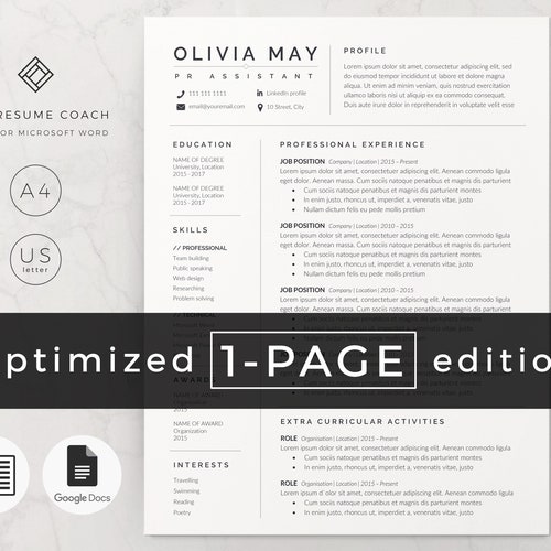 Collage Resume Template Student High School Student Resume | Etsy