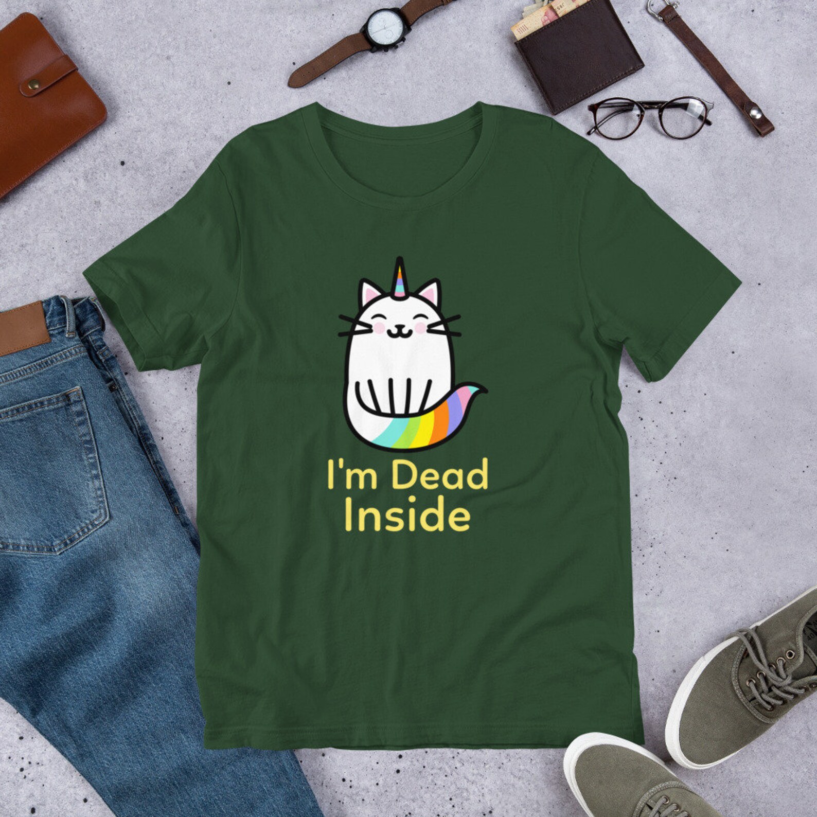 Sarcastic Unicorn Cat - I'm Dead Inside Shirt | Caticorn Aka Meowicorn ...
